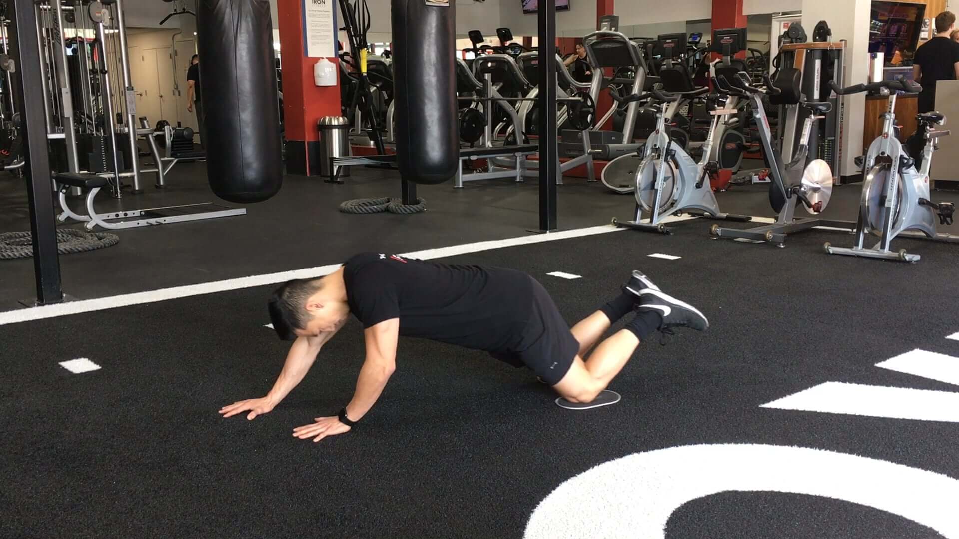 Modified Plank Reverse Bear Crawls on Sliders - [𝗣]𝗥𝗲𝗵𝗮𝗯