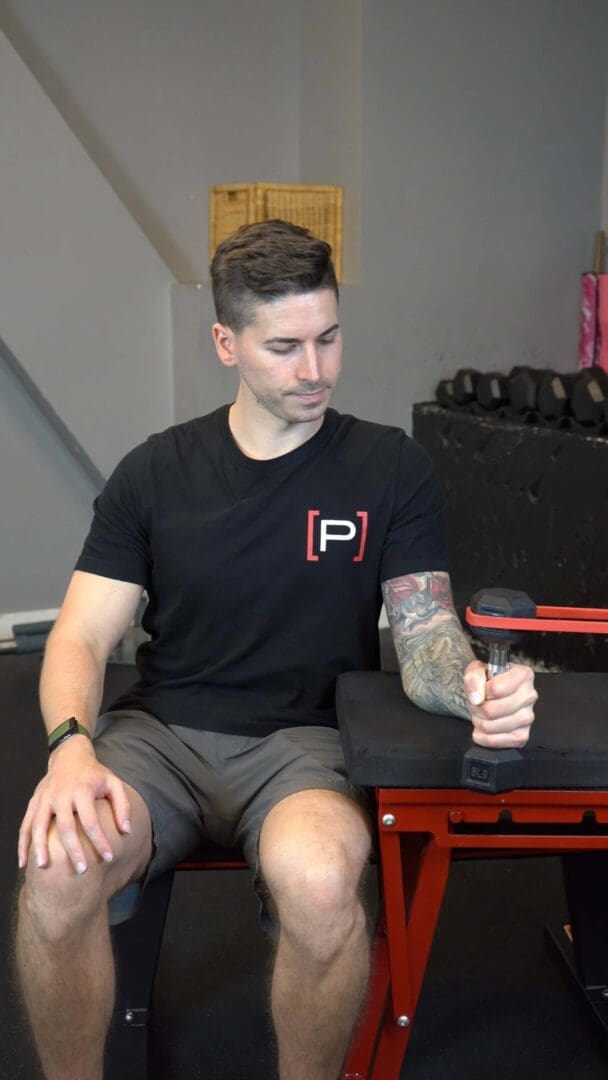 Isometric Pronation - Elbow Flexed, Dumbbell, Band - [P]rehab