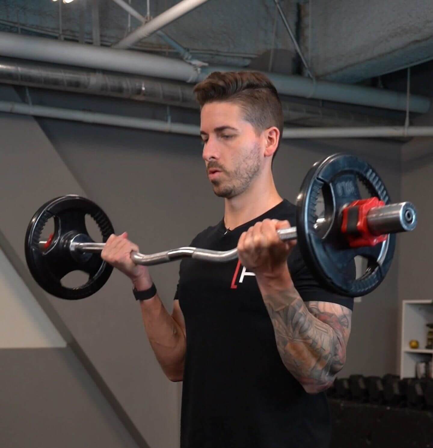 Bicep Curl - WIde, EZ Bar - [P]rehab