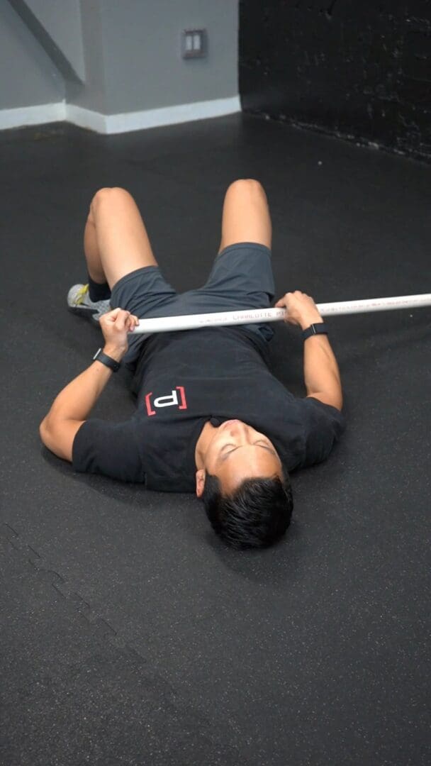 Supine Shoulder Internal Rotation at 45deg - PROM, Dowel - [P]rehab