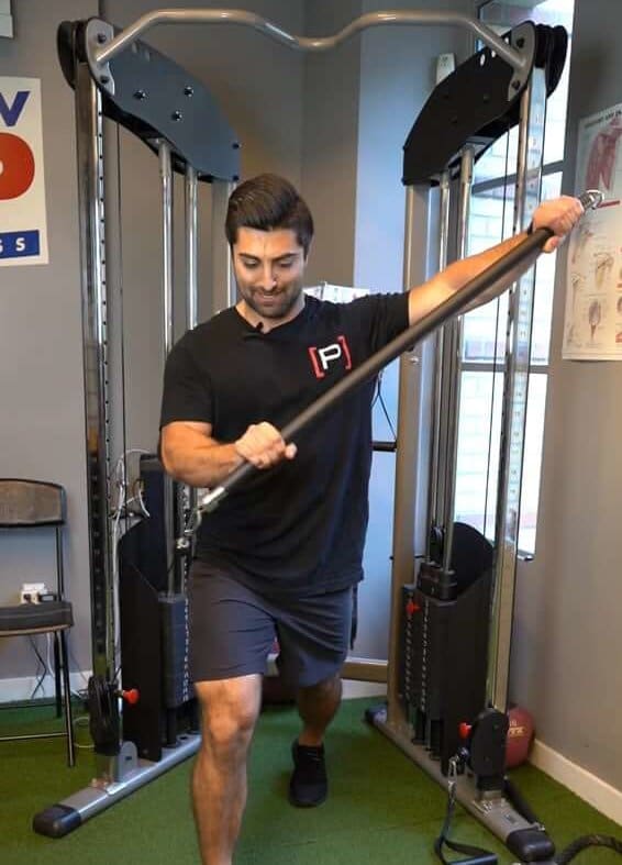 Split Stance Lift - Push Out, Bar - [P]rehab