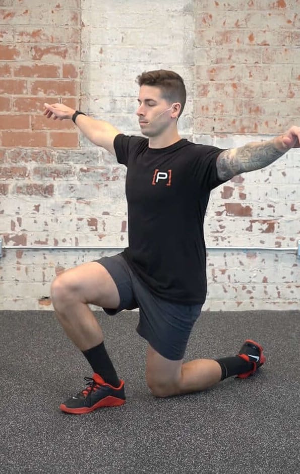 In-Line Balance - Half Kneeling, Eyes Closed - [P]rehab