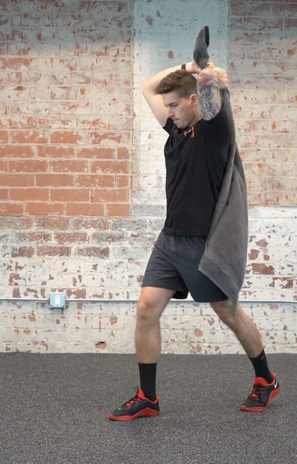 Split Stance Overhead Towel Slam - Double Clutch - [P]rehab
