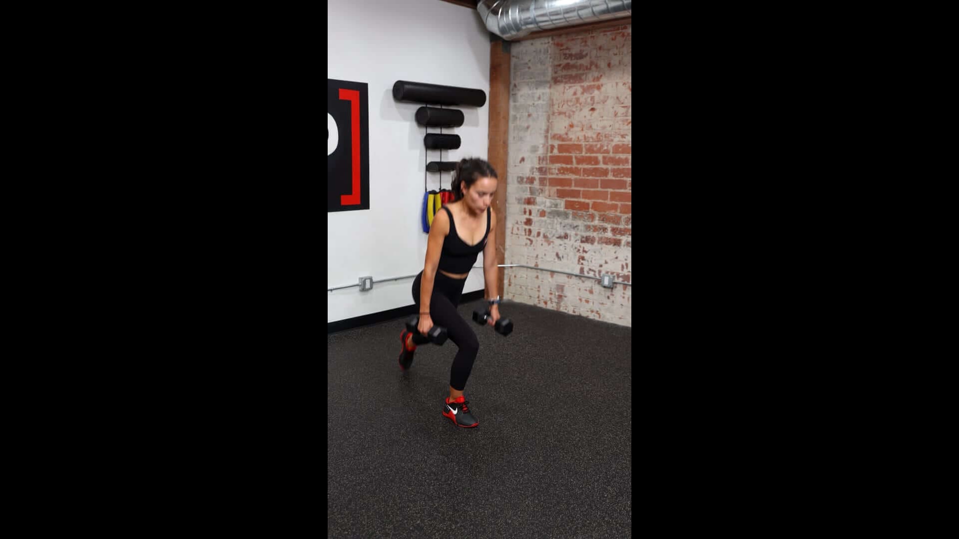Posterior Lunge - Pelvic Floor Contraction, Dumbbell - [P]rehab